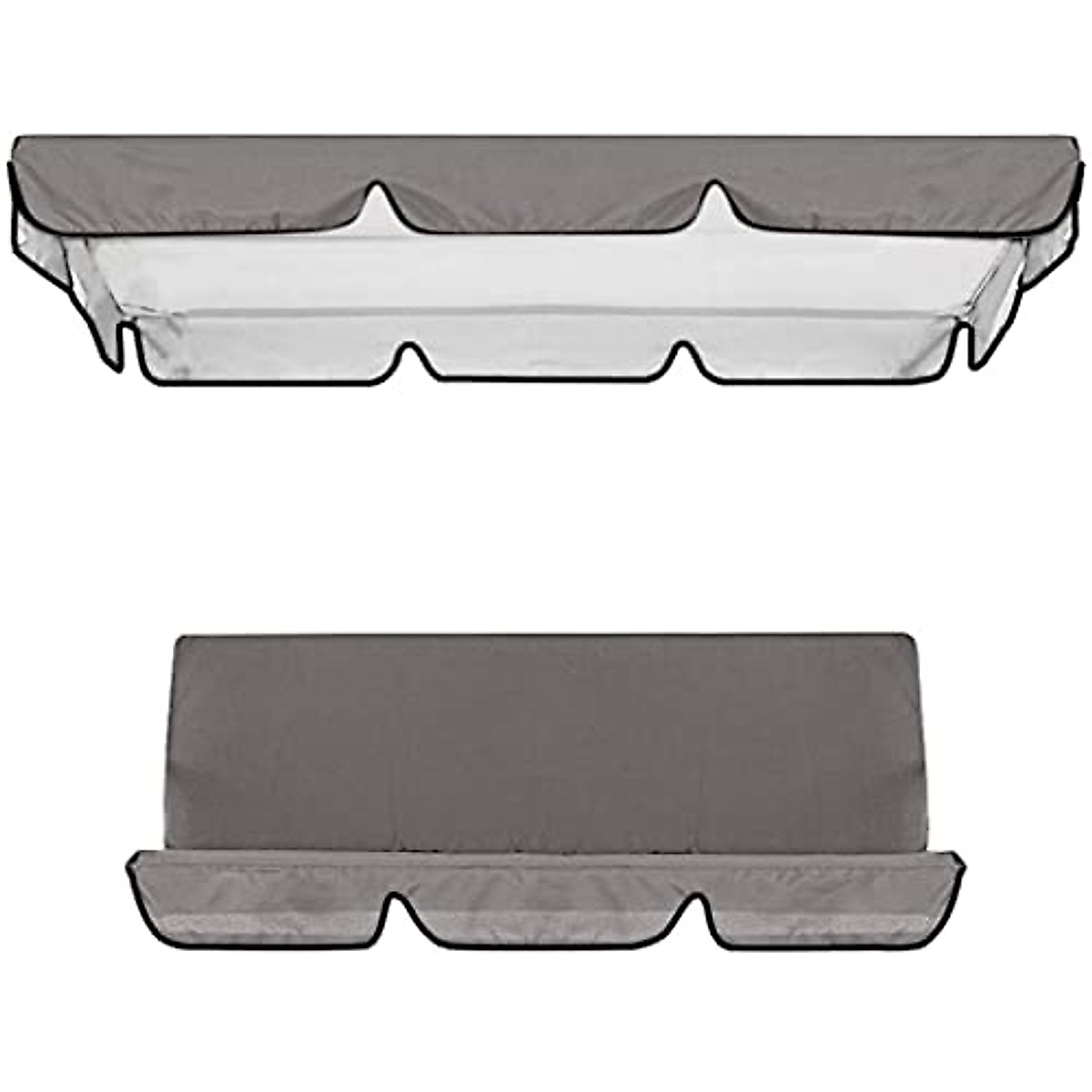 XYQSBY Garden Universal Replacement Canopy Swing Seat Chair 2 & 3 Seater Sizes Waterproof/Uv Resistant Patio Hammock Cover Top Roof for Outdoor Poolside Balcony,Gray,249x185x18cm