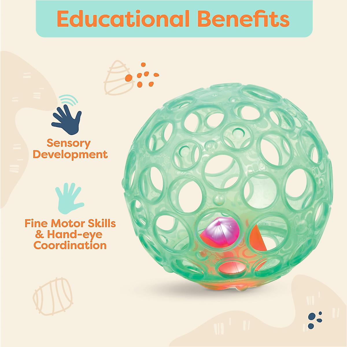 B. toys- B. baby– Sensory LightUp Baby Rattle- Textured Ball with Holes – Glowing Lights & Rattle – Infants, Babies – Grab n’ Glow- 0 Months +