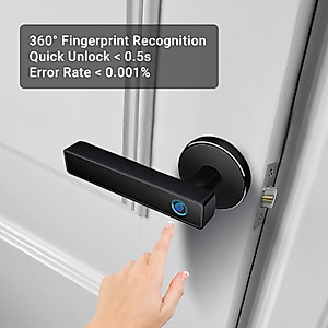 Tiffane Fingerprint Door Lock, Smart Door Lock, Keyless Entry Door Lock, Smart Locks for Front Door, Biometric Door Lock, Smart Door Knob, Bluetooth WiFi Door Lock Security for Smart Home(Black)