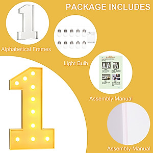 Foaky 3FT Marquee Numbers,Large Light Up Numbers,Giant Marquee Light Up Numbers for 1st Birthday Party Decorations,Pre-Cut Foam Board Kit,Anniversary Decor (1,3FT)