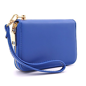 LOVESOME Womens Small Zip Around Wristlet Wallet(Royal Blue)