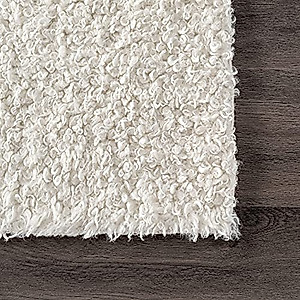 nuLOOM Marlow Machine Washable Soft Shaggy Faux Sheepskin Area Rug, 5' x 8', White