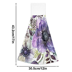 Tatenale Purple Hand Towels with Hanging Loop for Kitchen Bathroom Floral Decorative Hand Towels Soft Absorbent Oven Towel 18x14Inch 2Pack