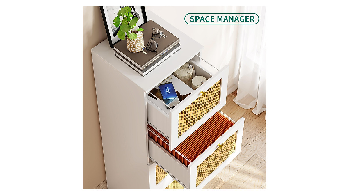 YITAHOME Rattan File Cabinet - Stylish & Secure Storage