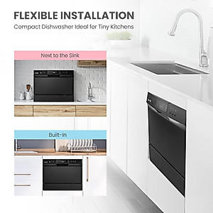 COMFEE‚Äô Countertop Dishwasher, Energy Star Portable Dishwasher, 6 Place Settings, Mini Dishwasher with 8 Washing Programs