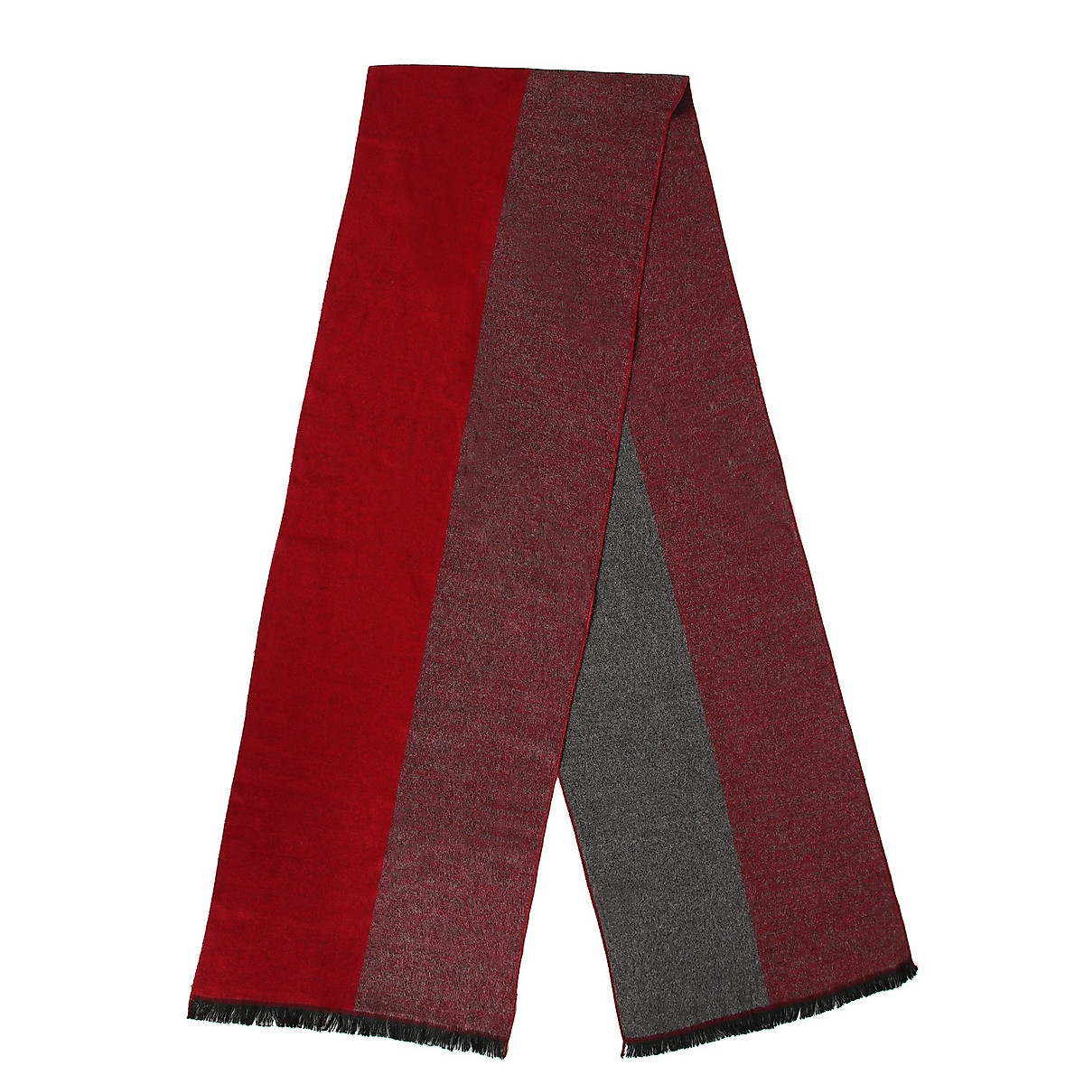 sy soul young Long Cotton Scarf for Men - Warm Fringe Plaid Scarves With Luxurious Gift Box(Burgendy)