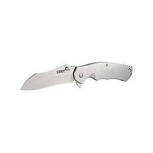 CRKT RASP Folding Pocket Knife: Plain Edge Folder with Frame Lock, Everyday Carry Folded Knife, Flipper Opening, and Stone Wash Finish 2081