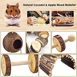 KATUMO Coconut Hut Hamster House Bed Natural Chew Toys for Mice Gerbils Small Animal Cage Habitat Decor