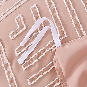 Duvetex Pink Tufted Queen Duvet Cover Set, Soft and Lightweight Shabby Chic Embroidery Duvet Covers for All Seasons, 3 Pieces Boho Bedding Set 90" x 92"(1 Duvet Cover with 2 Pillow Shams)