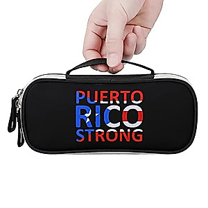 Puerto Rico Strong Printed Pencil Case Bag Stationery Pouch with Handle Portable Makeup Bag Desk Organizer
