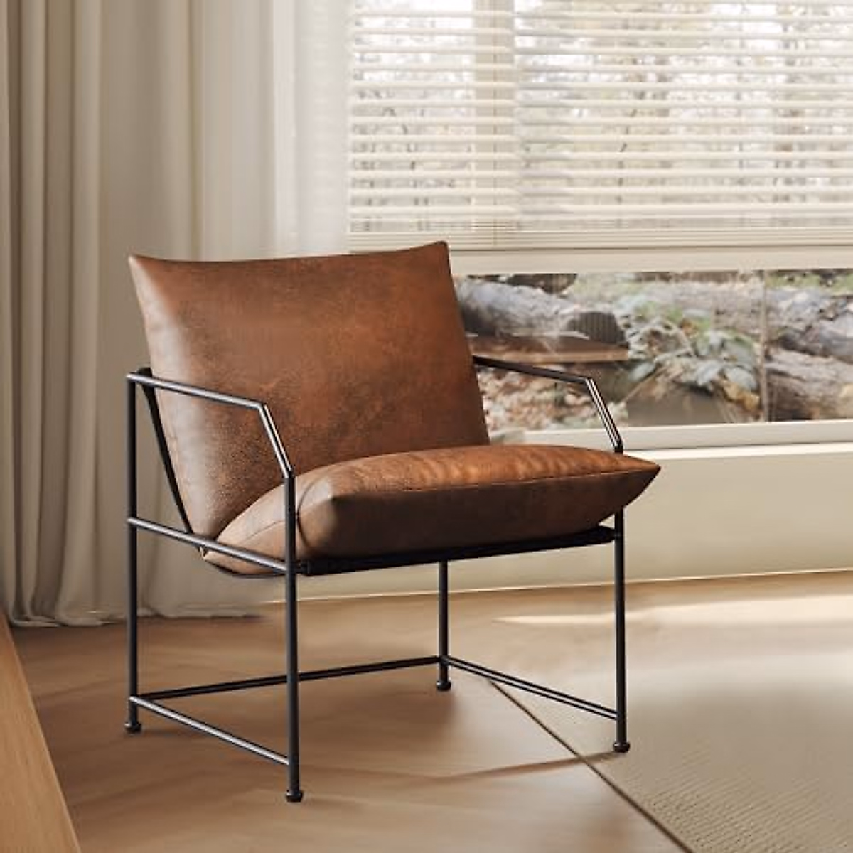 Homy Grigio Reading Chair Living Room Chairs Accent Chairs Set of 2 & 1 for Living Room Modern Teen Chairs for Bedroom Comfy Lounge Chairs Side Arm Chairs with Heavy Duty Metal Legs (Set of 1, Brown)