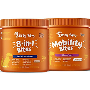 Multifunctional Supplements for Dogs - Glucosamine Chondroitin for Joint Support + Glucosamine for Dogs - Hip & Joint Health Soft Chews with Chondroitin & MSM