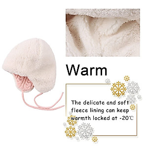Winter Kids Beanie Hat Baby Knitted Hats Fleece Earflap Beanie Windproof Warm Toddler Beanies Boys Girls 0-5 Years (Pink, 2-5 Years)