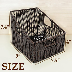 myHomeBody Wicker Home Organizer Basket, Office Organization as Desk Organizer, Home Organization, Wicker Baskets for Storage, Resin Wicker 1 pc, Rustic Brown
