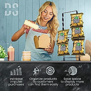 DS THE DISPLAY STORE Potato Chip Rack Display Stand with 32 Clips, 2-Row Chip Stand Display for Party, Countertop Chip Bag Holder, Black Snack Display for Counter, Snack Retail Display Rack
