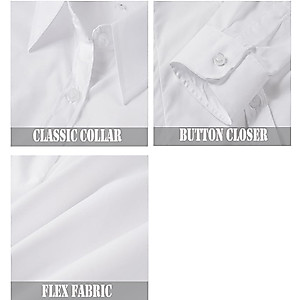 Beninos Womens Dress Shirts Long Sleeve Button Down Shirt Work Wear (225 White, XS)