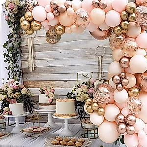 Blush Balloon Garland Kit, Nude Beige Metallic Gold and Rose Gold Confetti Latex Balloons Double Stuffed Cream Pink White Balloon Arch for Girls Wedding Baby Bridal Shower Birthday Party Decorations