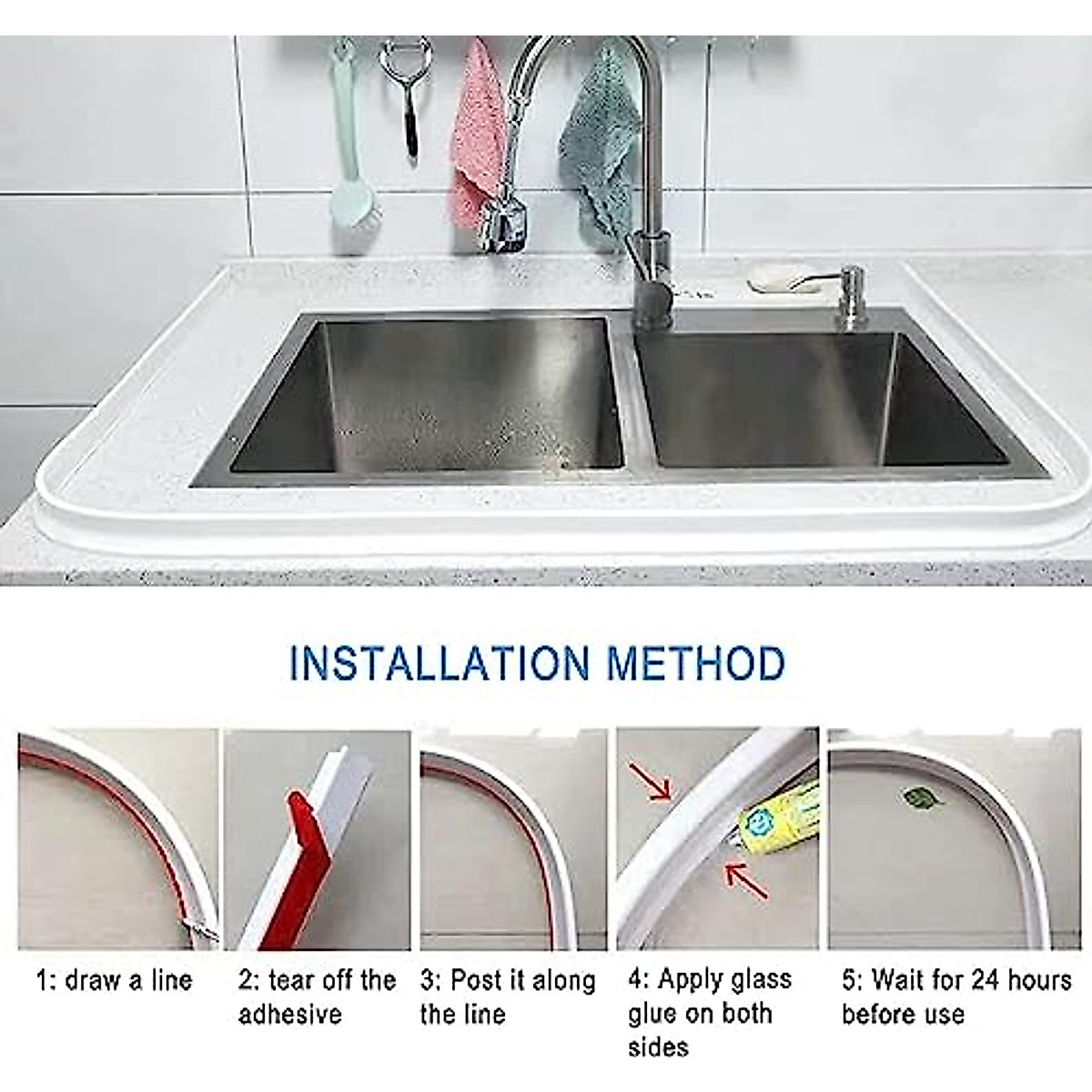 Collapsible Shower Water Guard Water Splash Guard Water Dam Barrier Shower Threshold for Shower Stall, Stay Dry Retainer for Wet and Dry Separation for Bathroom (67") …