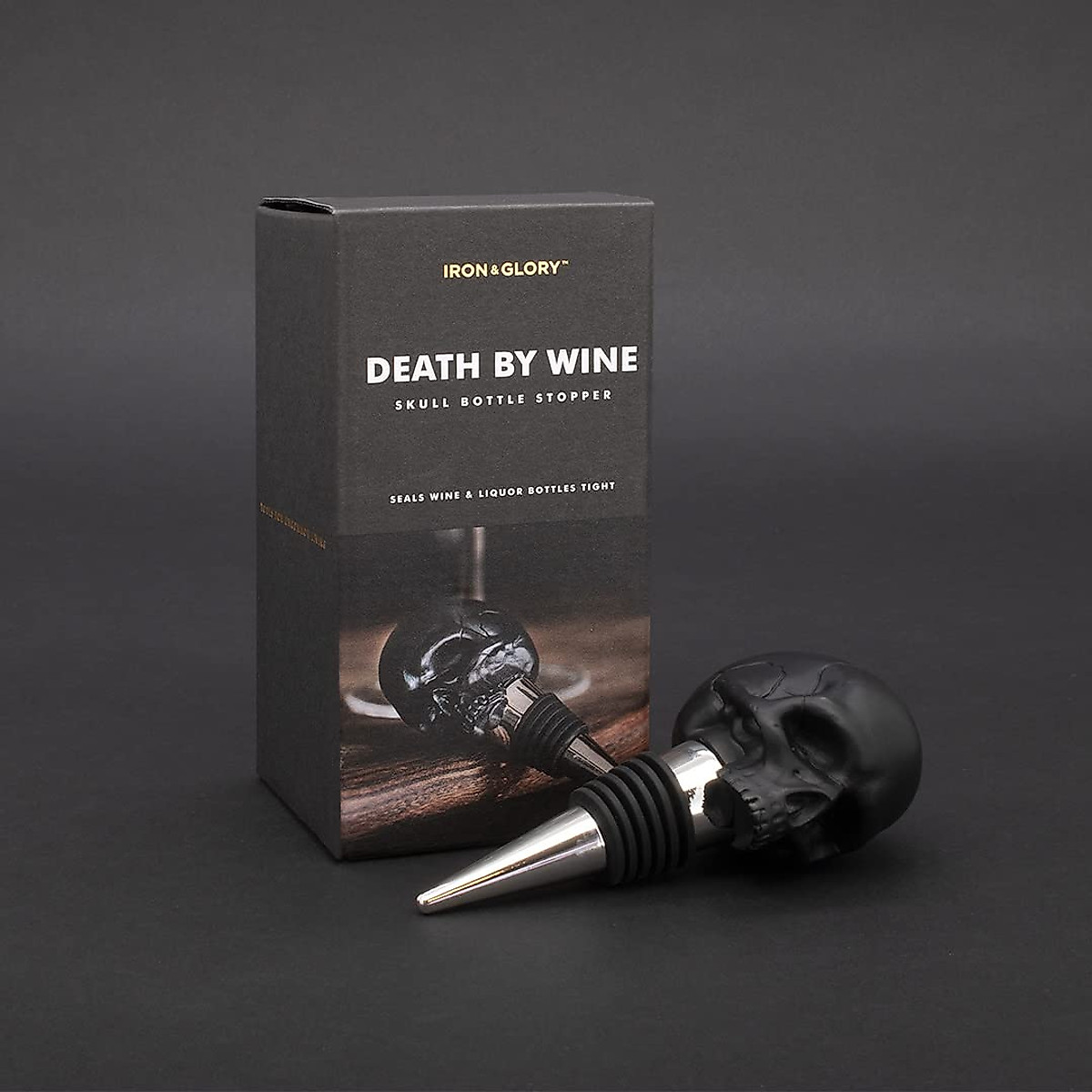 Iron & Glory | Decorative Skull Wine Stopper | Novelty Wine Bottle Stopper | Skull Decor & Goth Accessories | Halloween Wine Stoppers | Gothic Wine Accessories