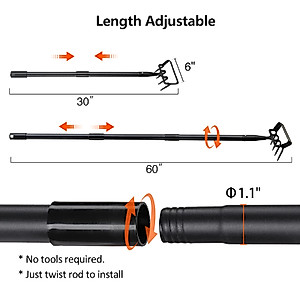 Cultivator Hoe Garden Tools for Gardening, Heavy Duty Stainless Steel 4 Tine Hand Garden Rake Cultivator and Stirrup Hoe Long Handle for Women Weeding Loosening Digging 30-60 inch