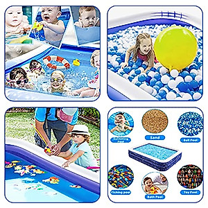 Inflatable Swimming Pool Full-Sized Pools Above Ground for Girls/Boys Garden Backyard Outdoor Swim Center Water Party Family Pool Royal Blue,100"x72"x22" Summer Water Party(No Pump)