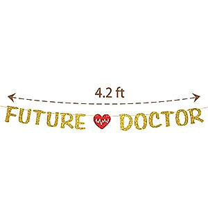 KakaSwa Glittery Future Doctor Banner, Doctor Graduation Sign, Medical Doctor Graduation Party Decorations, Gold