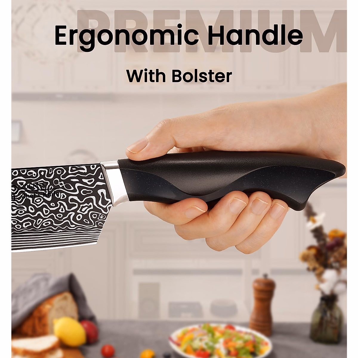 Knife Set, 15 Pieces Kitchen Knife Set with Built in Sharpener, High Carbon German Stainless Steel Knife Block Set, Dishwasher Safe