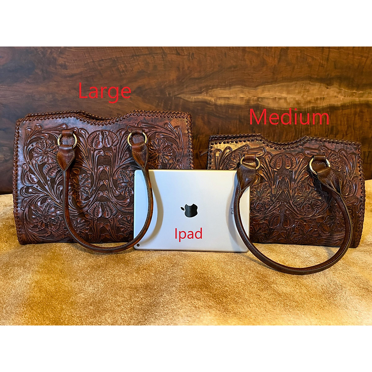 Mauzari Tooled Leather Shoulder Bag Tote for Women (Koa, Large)