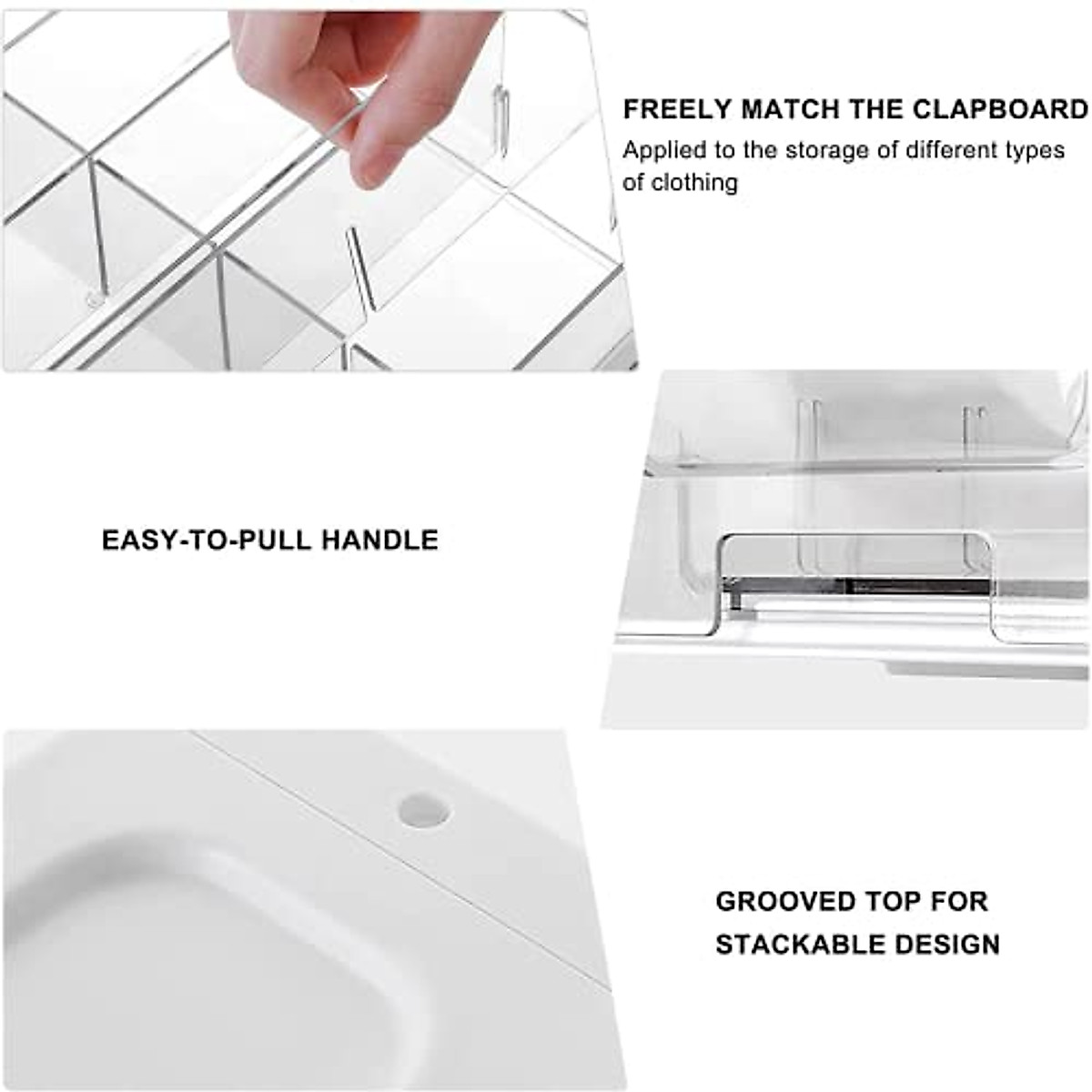 shopwithgreen Sock Underwear Organizer Dividers, 2 Pack 7 Cell Clear Drawer and Closet Storage Boxes, Wardrobe Clothes Organizer for Storing Bras, Ties, Dress, Gloves