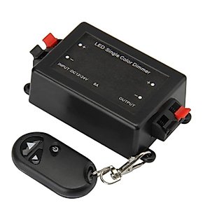 DC 12V 24V LED Dimmer Switch LED Light Strip Dimmer with Remote Control Adjust Brightness ON/Off Switch