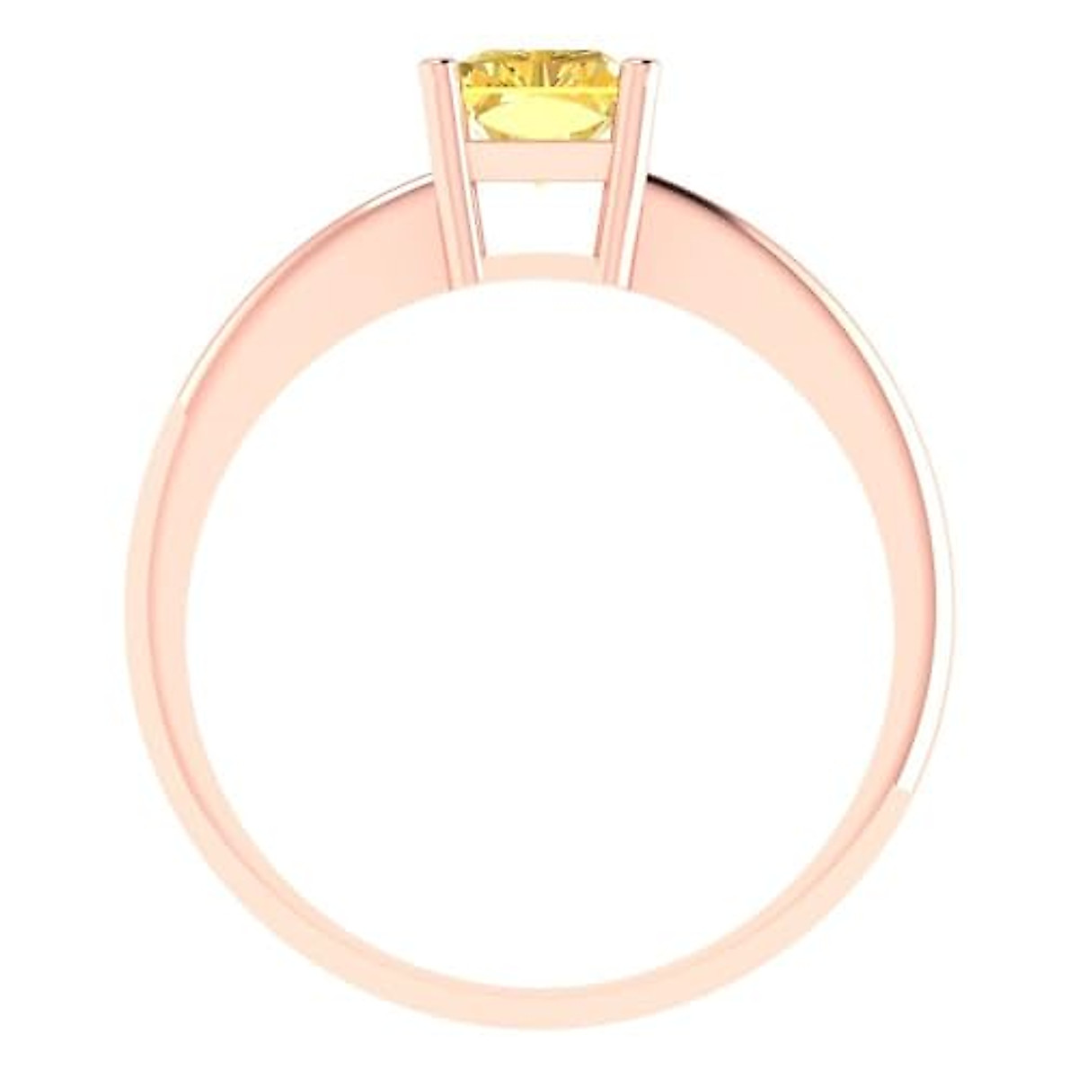 Clara Pucci 1.0 ct Radiant Cut Solitaire Canary Yellow Simulated Diamond Bridal Designer Anniversary Engagement Ring Real 14k Rose Gold