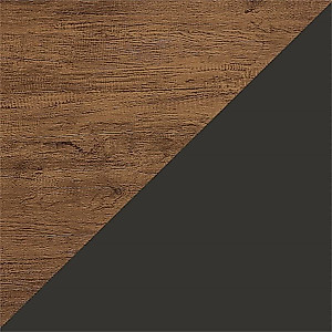 Manhattan Comfort Rockefeller Mid Century 6-Drawer Double Low Dresser with Metal Legs, Nature and Textured Grey