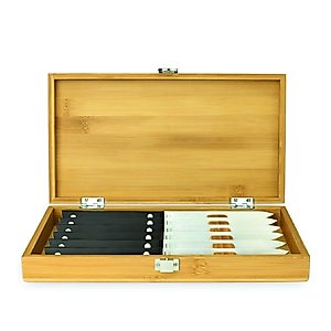 Kai Pro Steak Knife Set, 6 Steak Knives, Bamboo Box