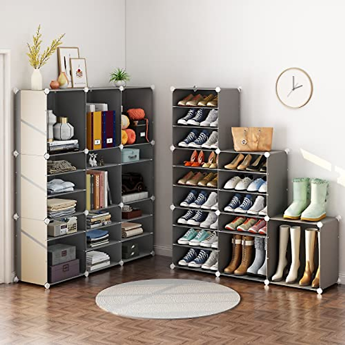 VIPZONE Shoe Rack Organizer Shoe Organizer Shoe Storage Cabinet Narrow Standing Stackable Space Saver Shoe Rack,72 Pairs, Grey