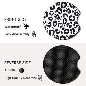 Car Cup Holder Coaster 4 Pack Cheetah Print Car Coasters Universal Rubber Backing Non-Slip Car Coasters for Cup Holders Car Accessories for Women & Men