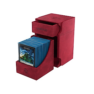 Watchtower 100+ XL Convertible Deck Box | Double-Sleeved Card Storage | Card Game Protector | Nexofyber Surface | Holds Up to 100 Cards | Red Color | Made by Gamegenic (GGS20105ML)