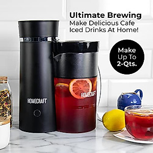 Homecraft Electric Iced Tea Maker for Sweet Tea and Cold Brew Coffee, Double Insulated Pitcher, Black, Small
