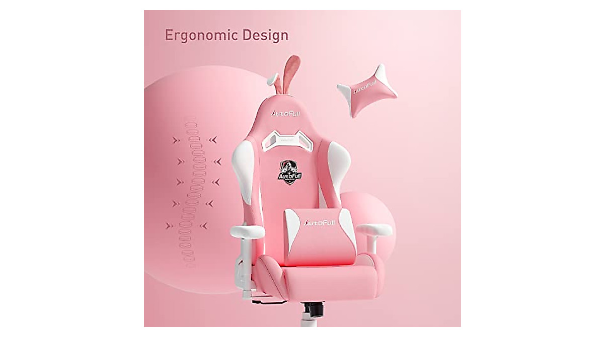 Cute Pink Bunny Gaming Chair for Girls | AutoFull C2 Ergonomic Design