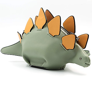 Ondeam Dinosaur Shoulder Purses,PU Stegosaurus CrossBody Bag for Girl Women(Green)