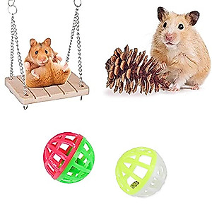 Joyeee Hamster Chew Toys Set 11 Pack, Small Animal Molar Toys Teeth Care Natural Wooden Accessories for Guinea Pigs,Chinchillas,Gerbils,Mice,Rats,and Other Small Animals