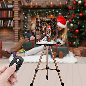 IPad Tripod Stand Universal Tablet Phone Mount Holder 51in Lightweight with Bluetooth Remote for iPad Pro 12.9 11 10.5,iPad Air Mini,Surface Tab,Galaxy Tab and 3.5 to 13.5in iPhone Tablet - Champagne