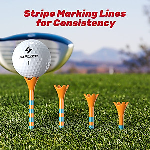 SAPLIZE Reinforced Thick Plastic Golf Tees 50 Pack (3-1/4"), More Stable Golf Tees, Reduce Friction & Side Golf Plastic Tees, Orange