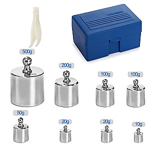 Bekith 8PCS 1000g Calibration Weights, Gram Precision Steel Scale Calibration Weight Kit Set 10g 20g 50g 100g 200g 500g, Calibration Weight with Tweezers for Digital Scale Balance, Lab Scale