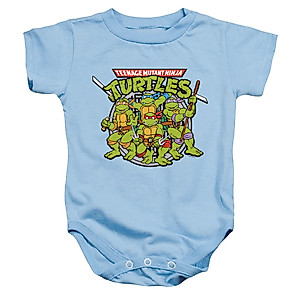 LOGOVISION TMNT Teenage Mutant Ninja Turtles Classic Turtles Unisex Infant Snap Suit for Baby, Light Blue, 6 Months