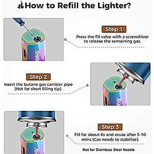 Kollea Torch Lighter, Triple Jet Butane Lighter Refillable Windproof Lighter, Rainbow Pocket Lighter with Adjustable Flame, Great Gift for Men for Birthday, Christmas (Butane Gas Not Included)
