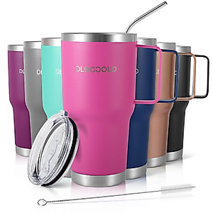 DLOCCOLD 30 oz Tumbler with Handle, Stainless Steel Insulated Travel Coffee Mug with Lid and Straw, Thermal Coffee Cup for Hot&Cold Drinks,Spill Proof,Cup Holder Friendly,Dishwasher Safe,BPA Free