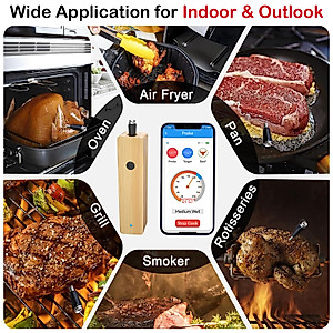 Smart Wireless Meat Thermometer 360FT APP Control Bluetooth Wireless Digital Cooking Thermometer for Grilling and Smoking/BBQ/Oven/Smoker/Air Fryer/Stove (1*Probes)