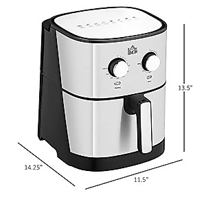 HOMCOM Air Fryer, 1700W 6.9 Quart Air Fryers Oven with 360° Air Circulation, Adjustable Temperature, Timer and Nonstick Basket for Oil Less or Low Fat Cooking