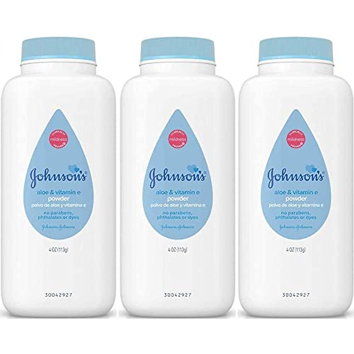Johnson's Baby Powder with Naturally Derived Cornstarch Aloe & Vitamin E, Hypoallergenic 15 Ounces (Pack of 3)