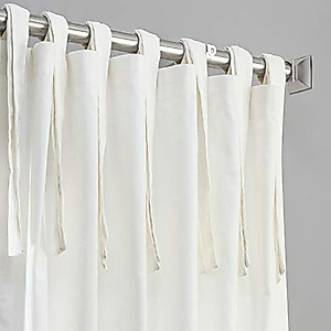 HPD Half Price Drapes Solid Tie Top Cotton Curtains 84 Inches Long (1 Panel) Luxury Light Filtering Curtains for Living Room, Modern Semi Sheer Curtain for Bedroom, 50W X 84L, Fresh Popcorn